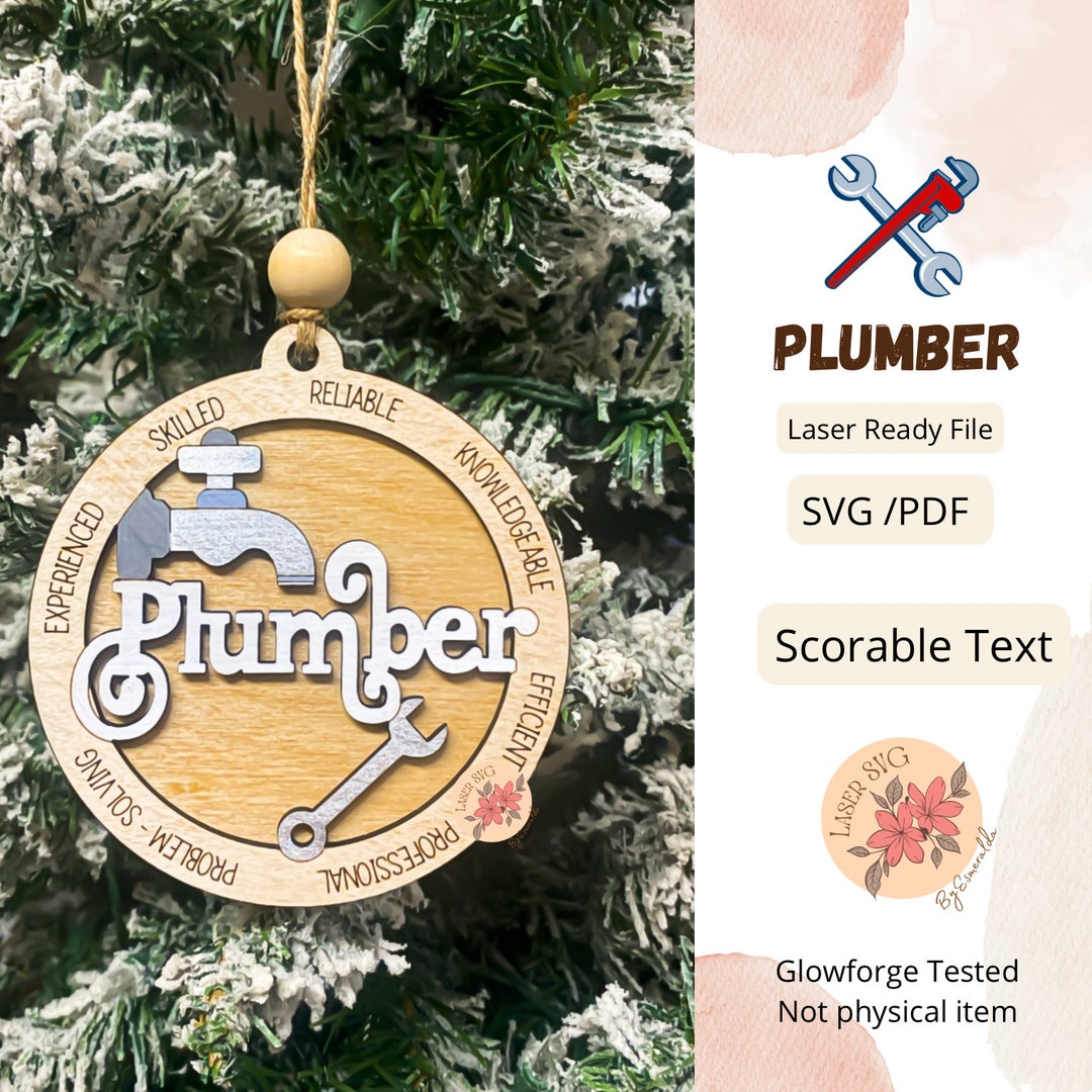 DIGITAL FILE, Plumber Ornament Svg, Plumber Svg Ornament File, Gift for ...
