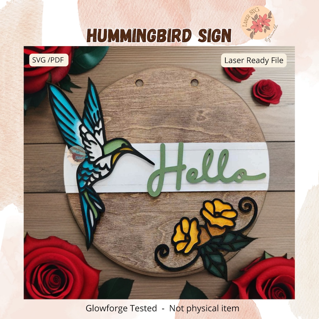 DIGITAL FILE, Laser Cut Hummingbird Sign, Hummingbird Svg, Hummingbird ...