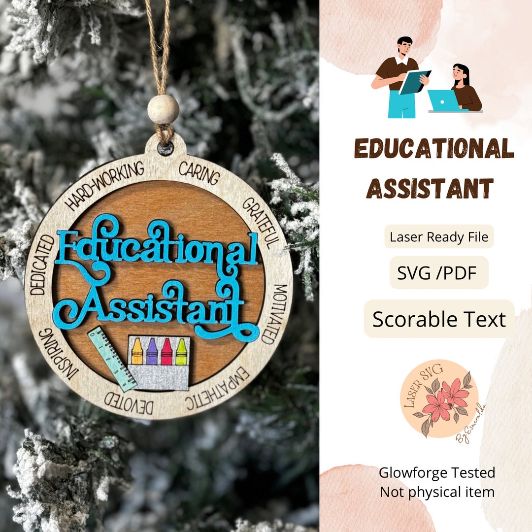 Educational Assistant Ornament SVG/PDF: Laser Cut File - Etsy