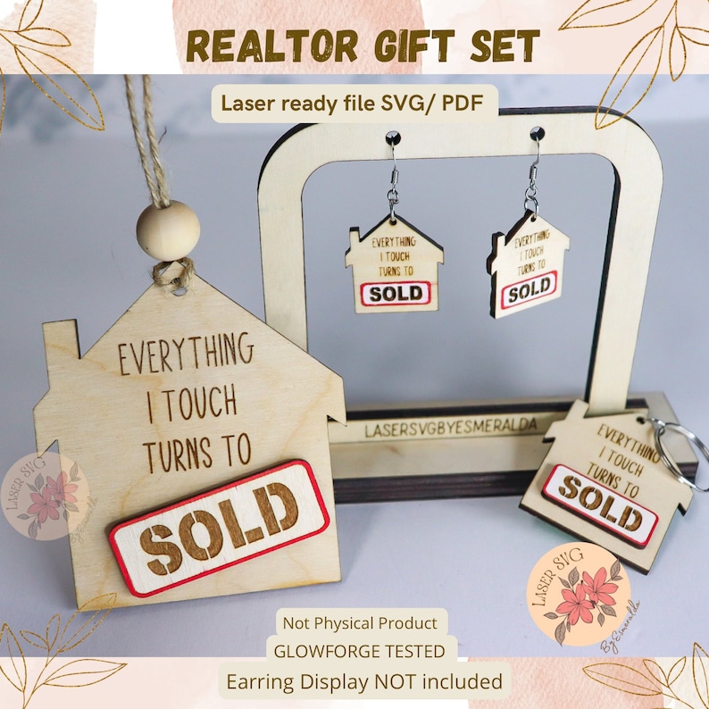 Realtor Ornament, Keychain, Earrings Laser Cut File (SVG/PDF) - Etsy