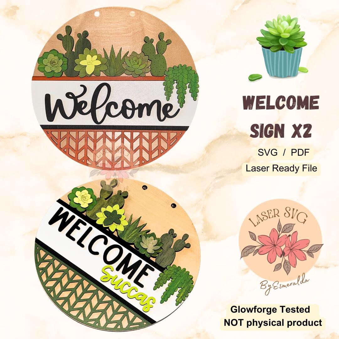 Succulent Welcome Sign Bundle | Laser Cut Files (SVG/PDF) - Etsy