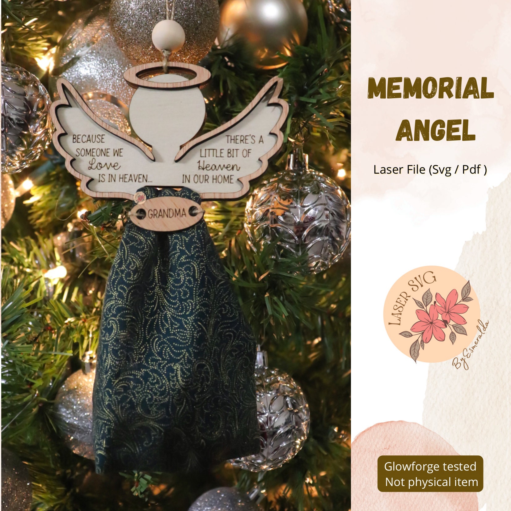 Memorial Angel Ornament SVG Laser File: Remembrance Gift (digital File ...