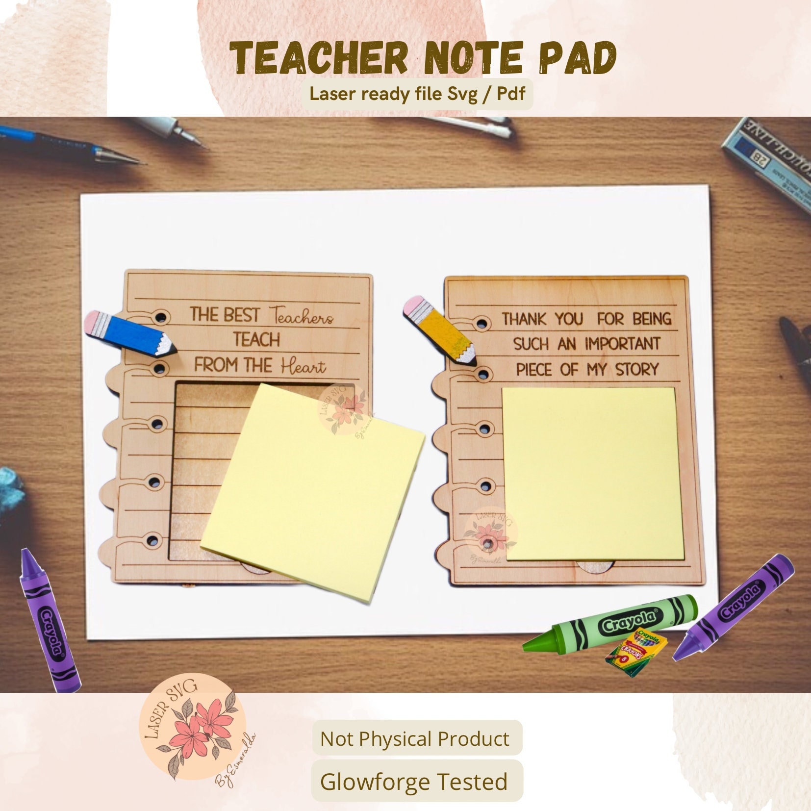 Laser Cut Sticky Note Holder SVG: Teacher Appreciation Gift (digital ...