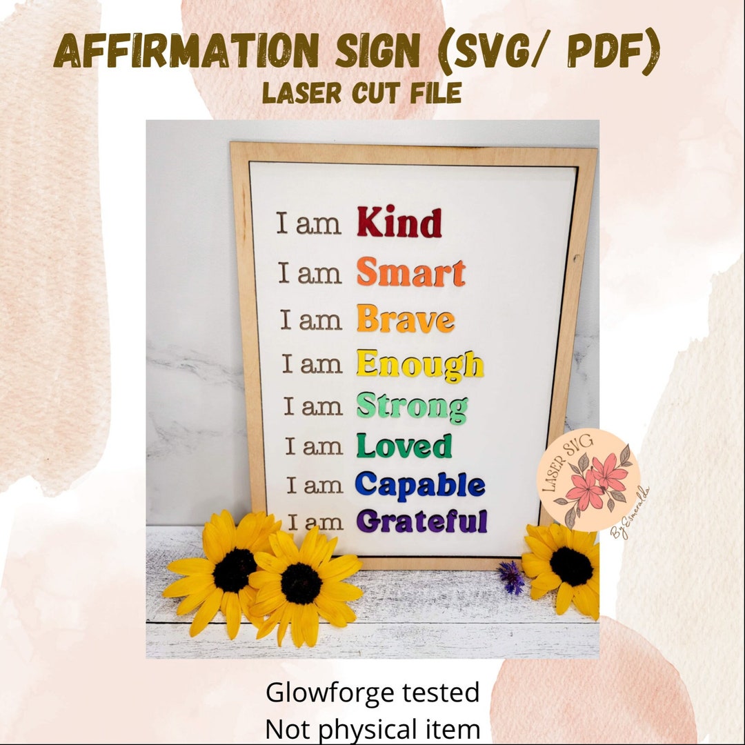 Affirmation Board, I Am Svg, Laser Digital File Svg, Glowforge Ready ...