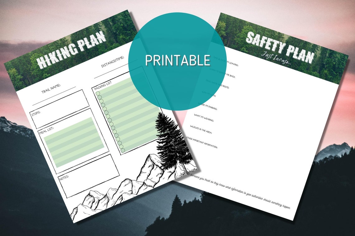 Hike Planner, Printable, Hiking Safety, Adventure Planner, Safety Plan ...