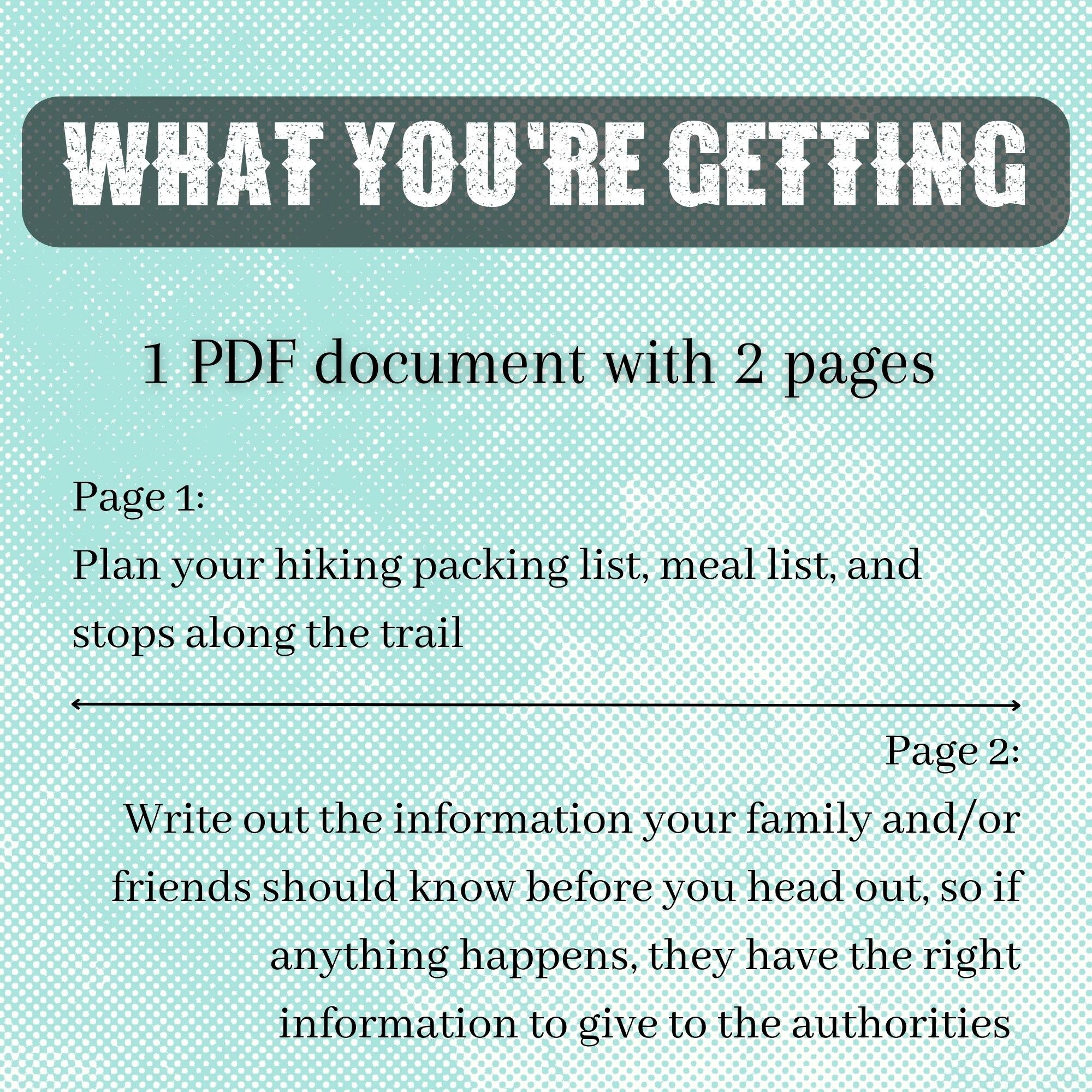 Hike Planner, Printable, Hiking Safety, Adventure Planner, Safety Plan ...