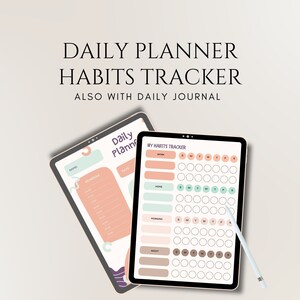 Daily Planner, Daily Planner Printable, Habits Tracker, Digital Journal ...