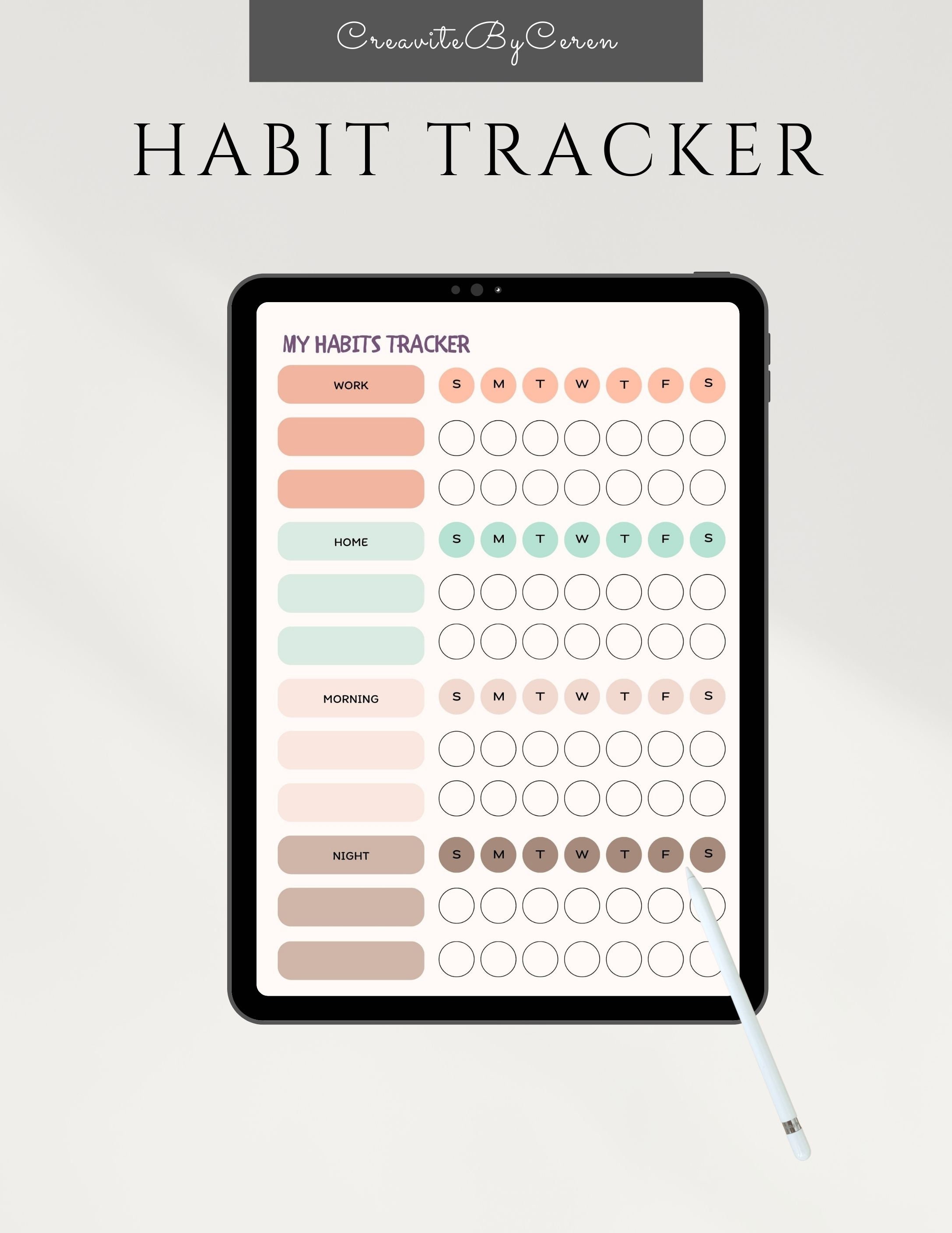 Daily Planner, Daily Planner Printable, Habits Tracker, Digital Journal ...