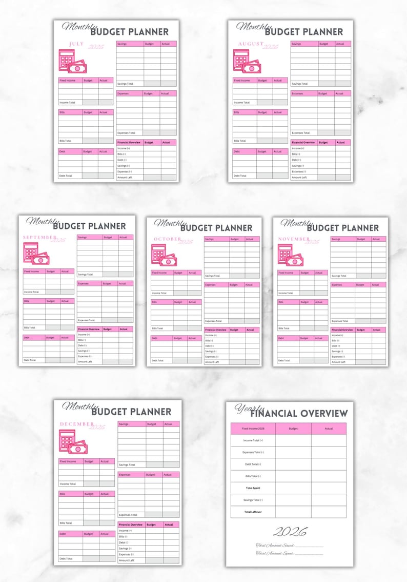 2026 Monthly Budget Financial Planner Bundle Pink Budgeting Worksheet ...