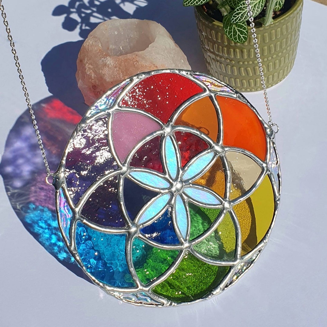 Handmade Stained Glass Seed of Life Sun Catcher - Etsy