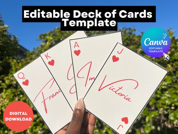 Deck of Cards Template Editable Printable RA Door Dec - Etsy Canada