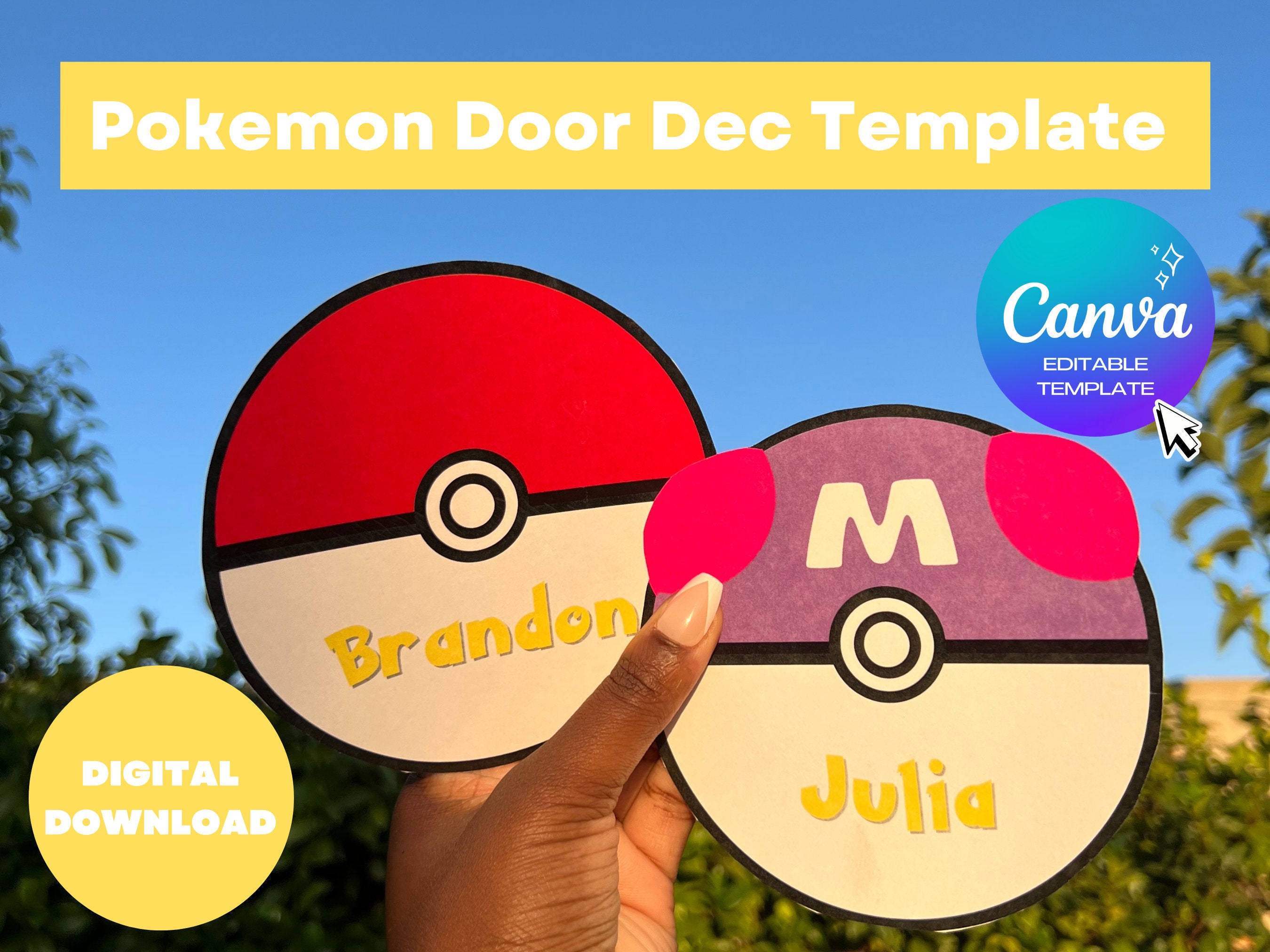 Pokemon Door Dec Editable Pokemon Ball Pokeballs RA - Etsy