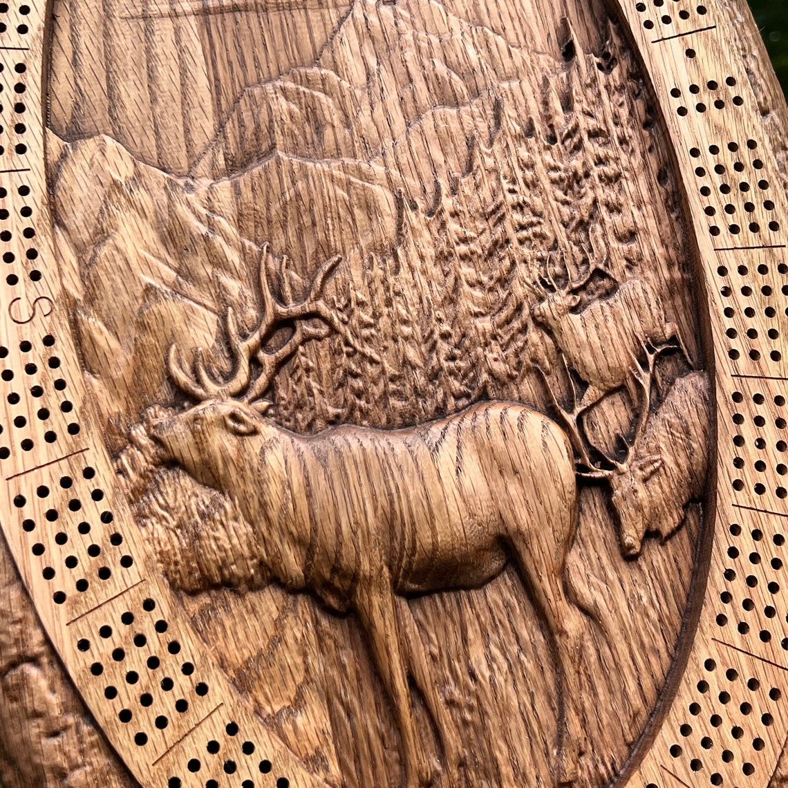 Elk Cribbage Game Board Wildlife Carved Wooden Wedding - Etsy