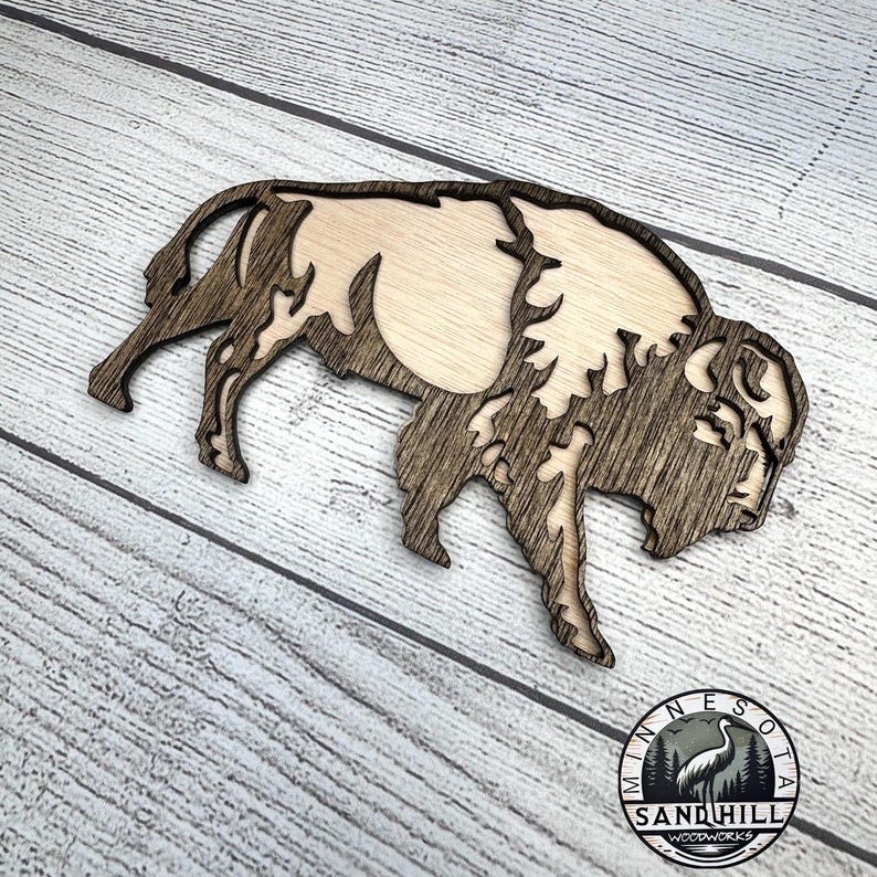 Buffalo SVG File – Laser Cut Buffalo Outline and Solid Buffalo Shape ...
