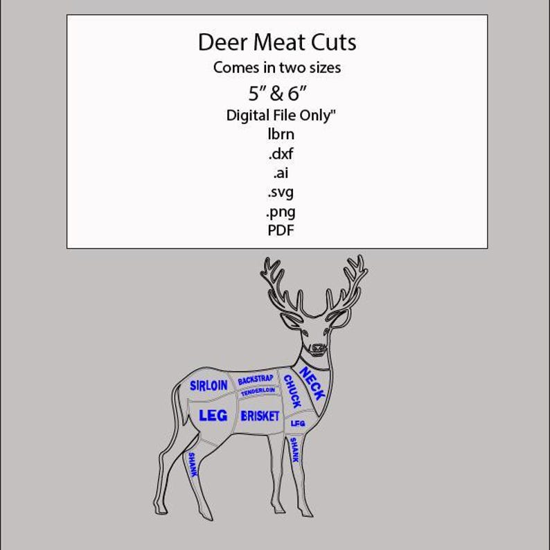 Deer Meat Cuts Butcher Diagram SVG, Laser Cutting, CNC Projects ...