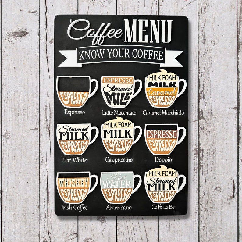 Coffee Menu Engrave Cut File for Lasers Coffee Bar Sign - Etsy
