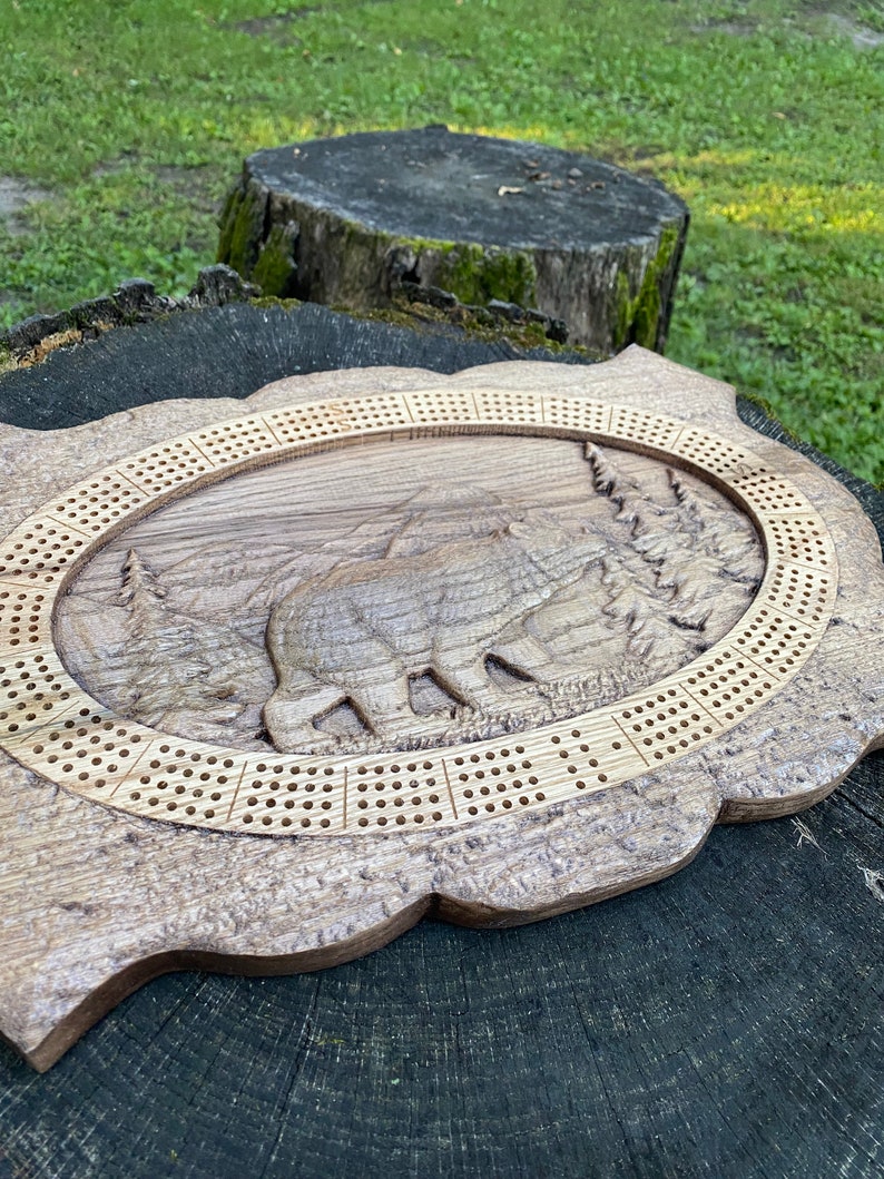3D Bear Carved Wooden Cribbage Board Wedding Gift - Etsy
