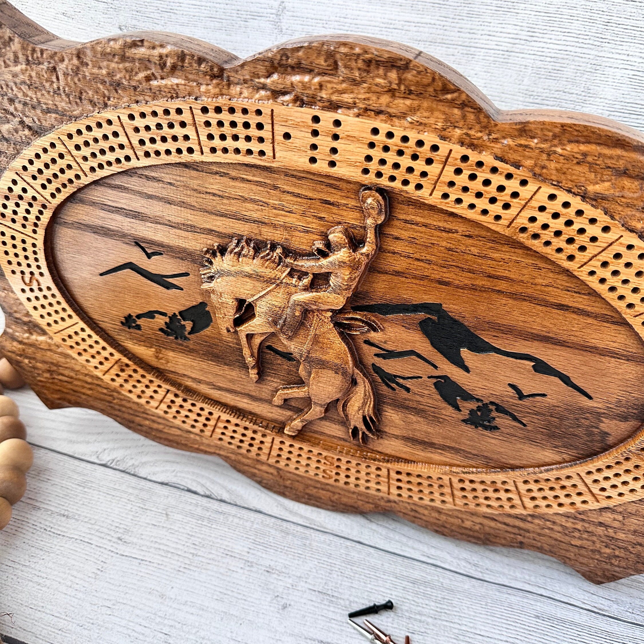 3D Horse Cowboy Wooden Cribbage Board Wedding Gift - Etsy