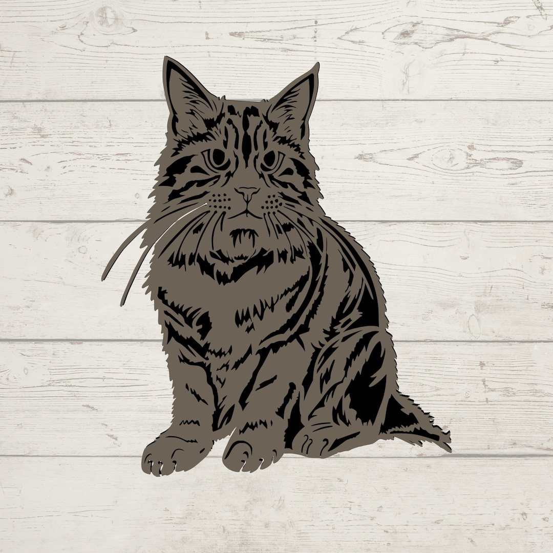 Cat SVG, Feline Laser Cut Project, DIY SVG, Cutting Machine, Glowforge ...