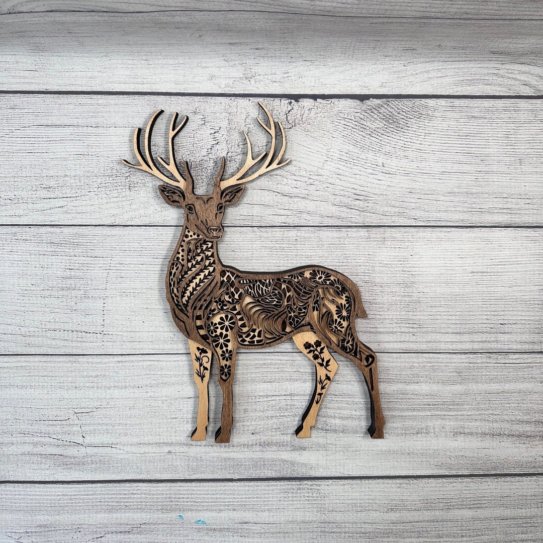 Deer SVG, Wildlife Mandala, Laser SVG File, Glowforge, Cabin Decor, Hunter Wall Art, Digital ...