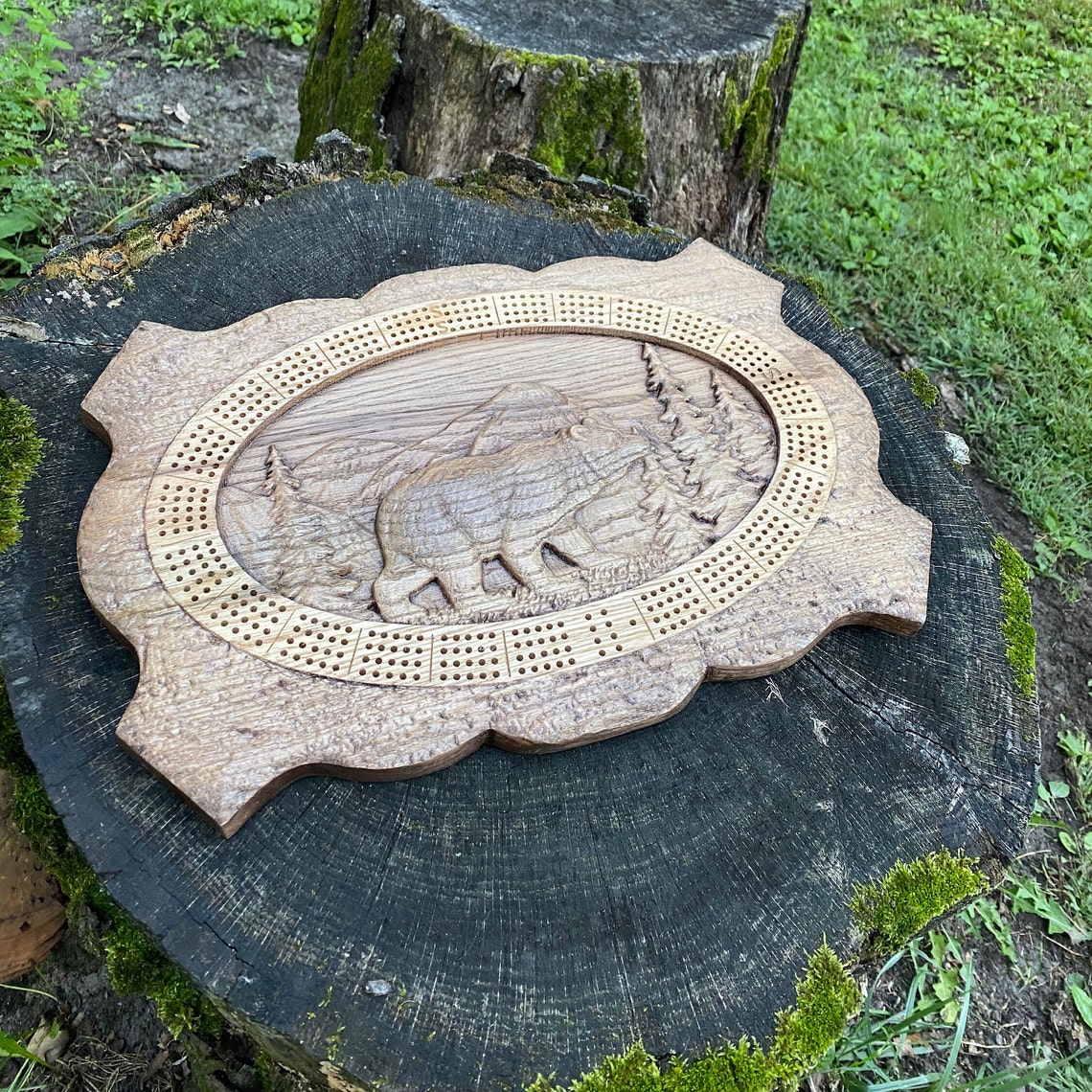 3D Bear Carved Wooden Cribbage Board Wedding Gift - Etsy
