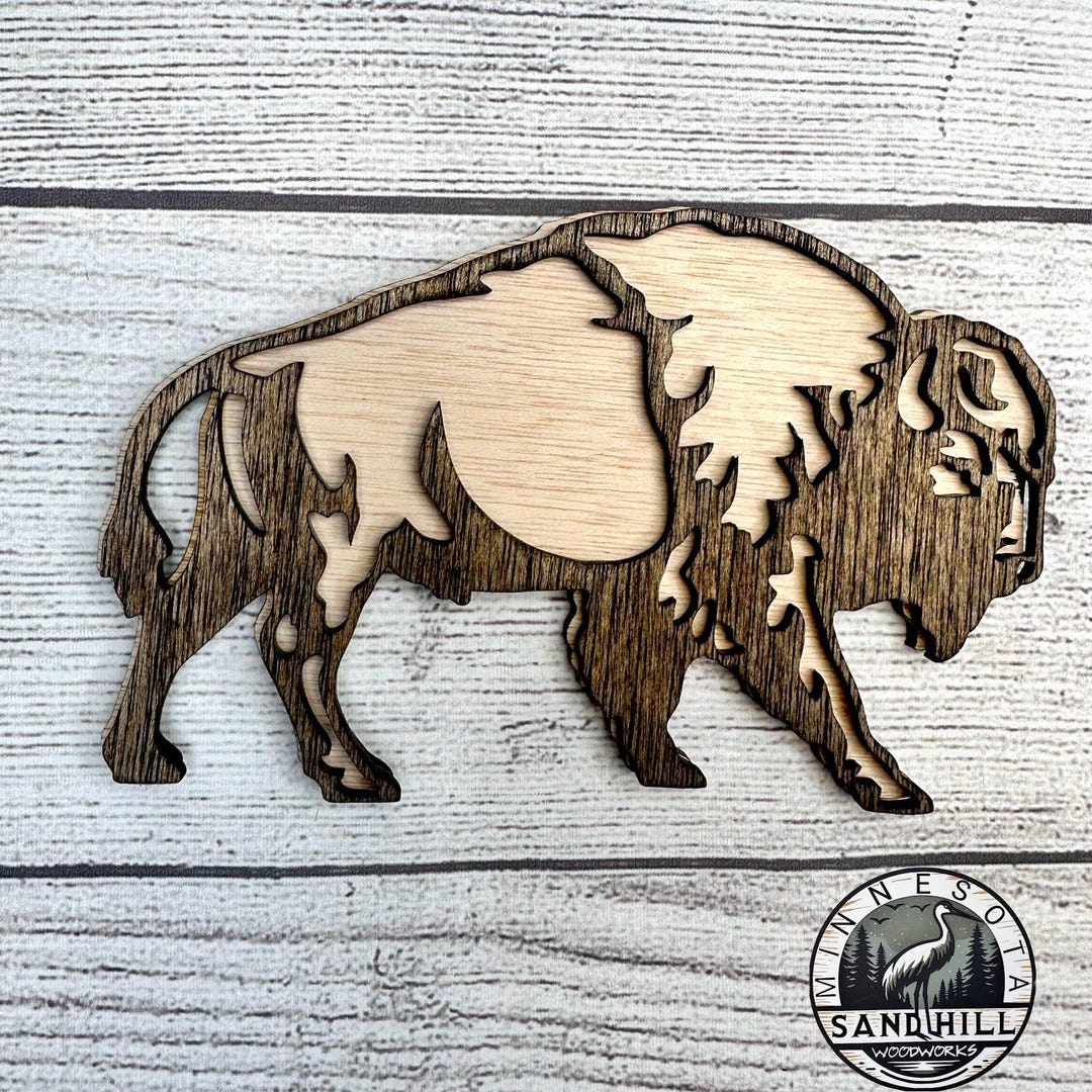 Buffalo SVG File – Laser Cut Buffalo Outline and Solid Buffalo Shape ...