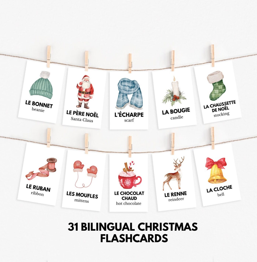 French-english Bilingual Christmas Flashcards, Flashcards Bilingues ...
