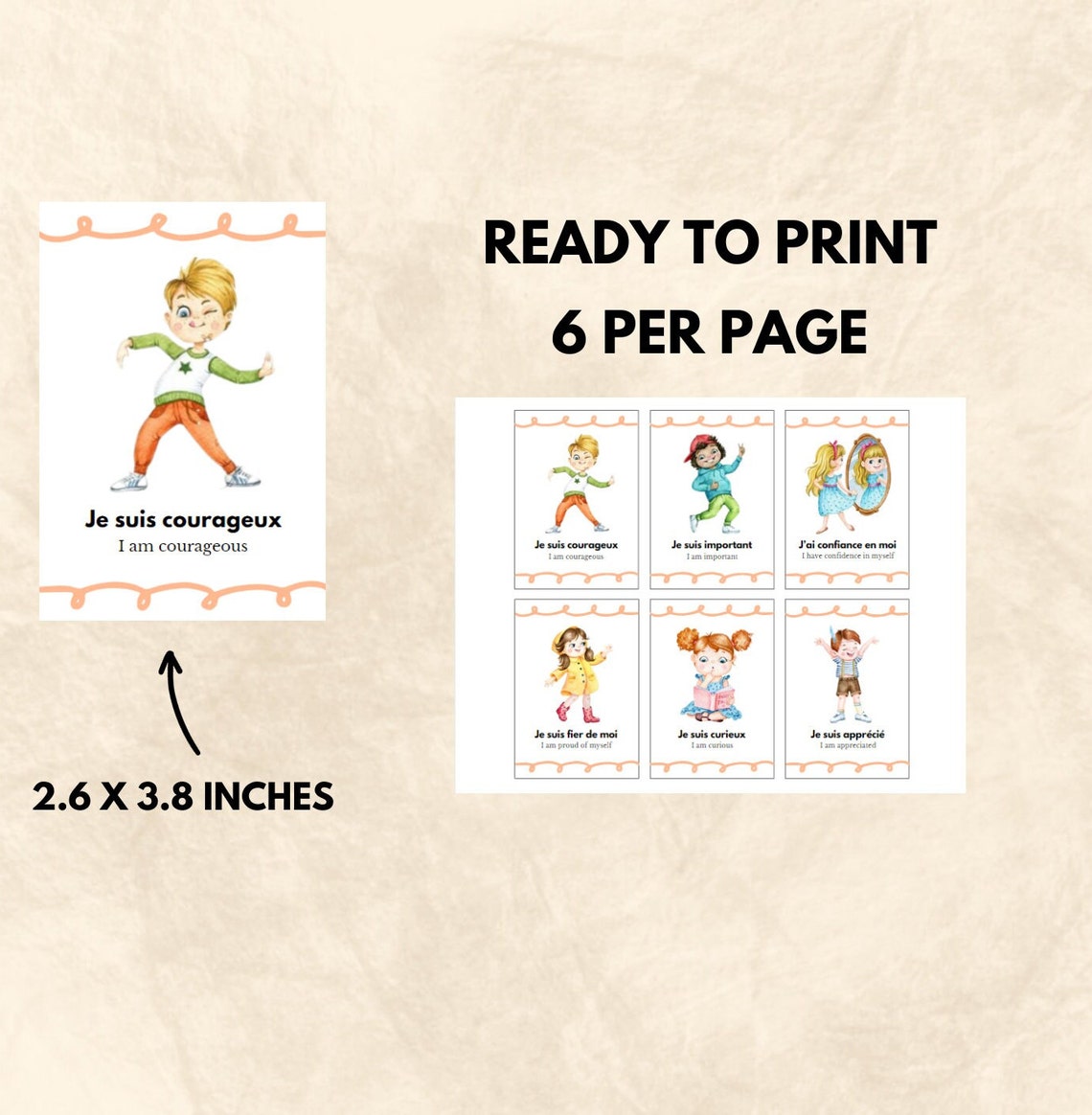 French-english Bilingual Positive Affirmations Flashcards, Flashcards ...