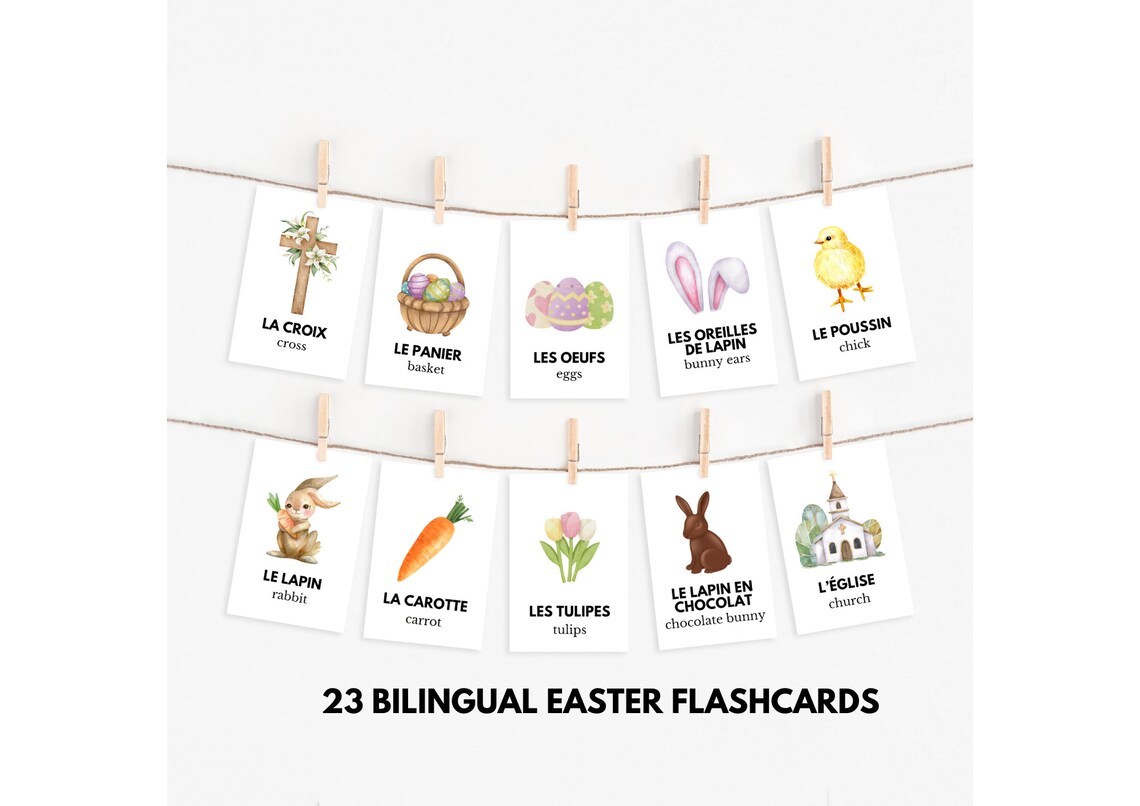 French-english Bilingual Easter Flashcards, Flashcards Bilingues ...