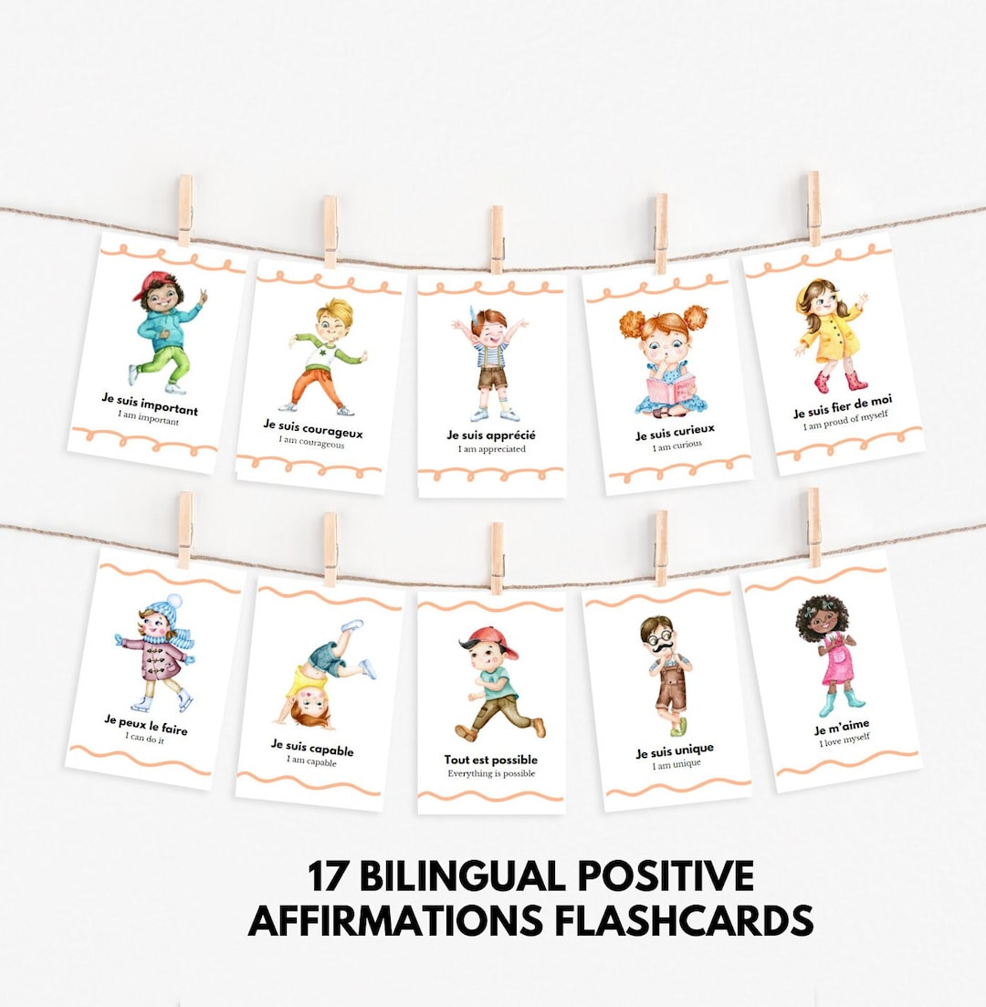French-english Bilingual Positive Affirmations Flashcards, Flashcards ...