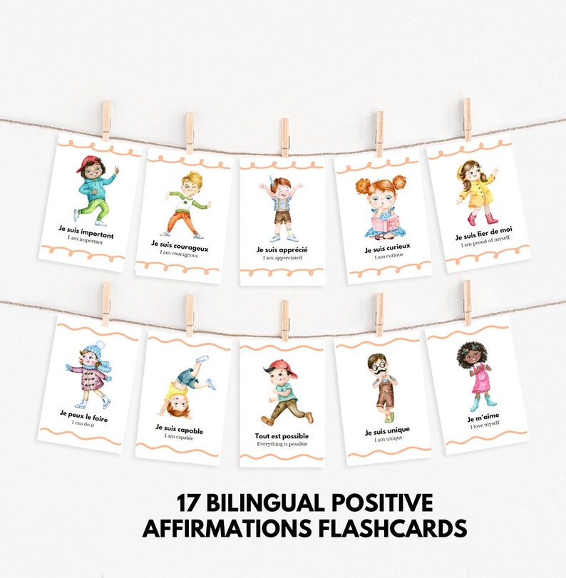 French-english Bilingual Positive Affirmations Flashcards, Flashcards ...
