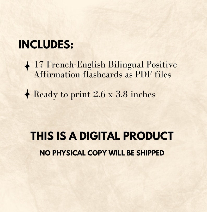 French-english Bilingual Positive Affirmations Flashcards, Flashcards ...