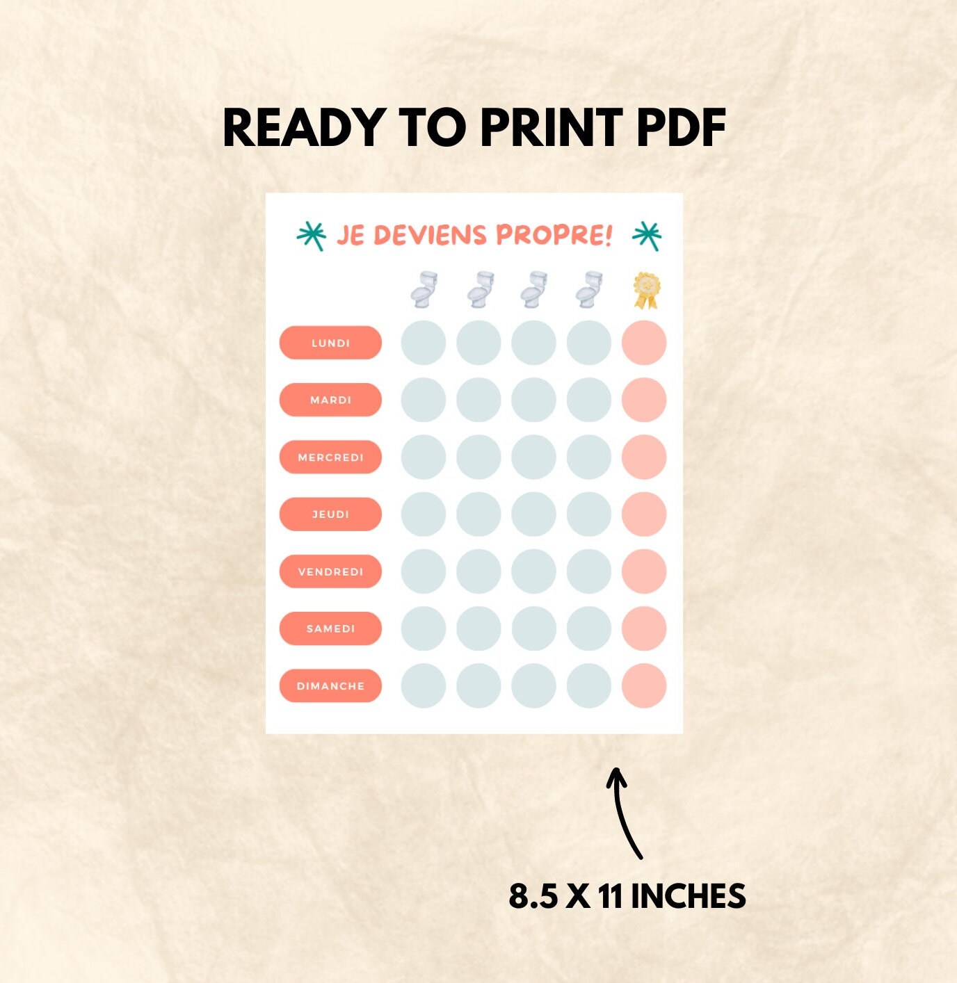 French Potty Training Chart, Tableau D’entraînement à La Propreté ...