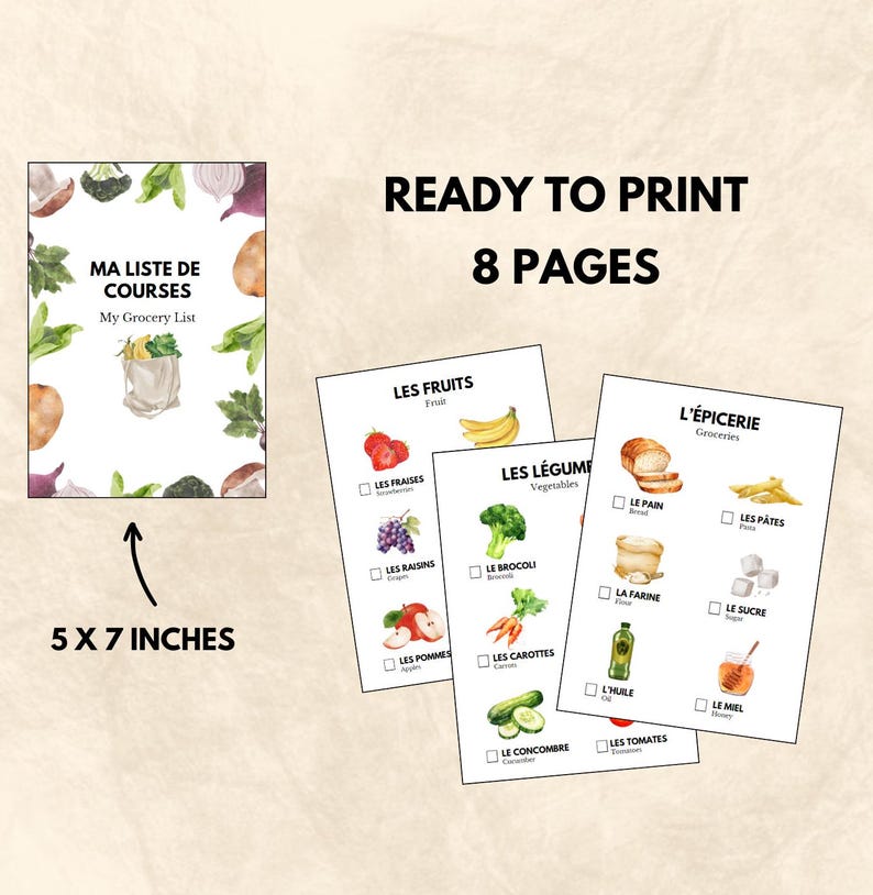 Editable Bilingual Grocery List for Kids, Bilingual Shopping List ...