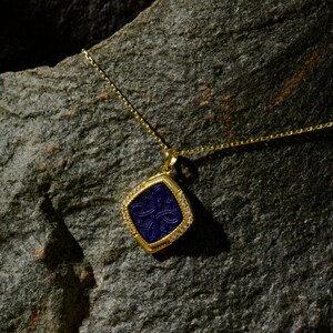 Silver Intaglio Cross Medallion Necklace in 18K Gold, Rhombus Shape ...