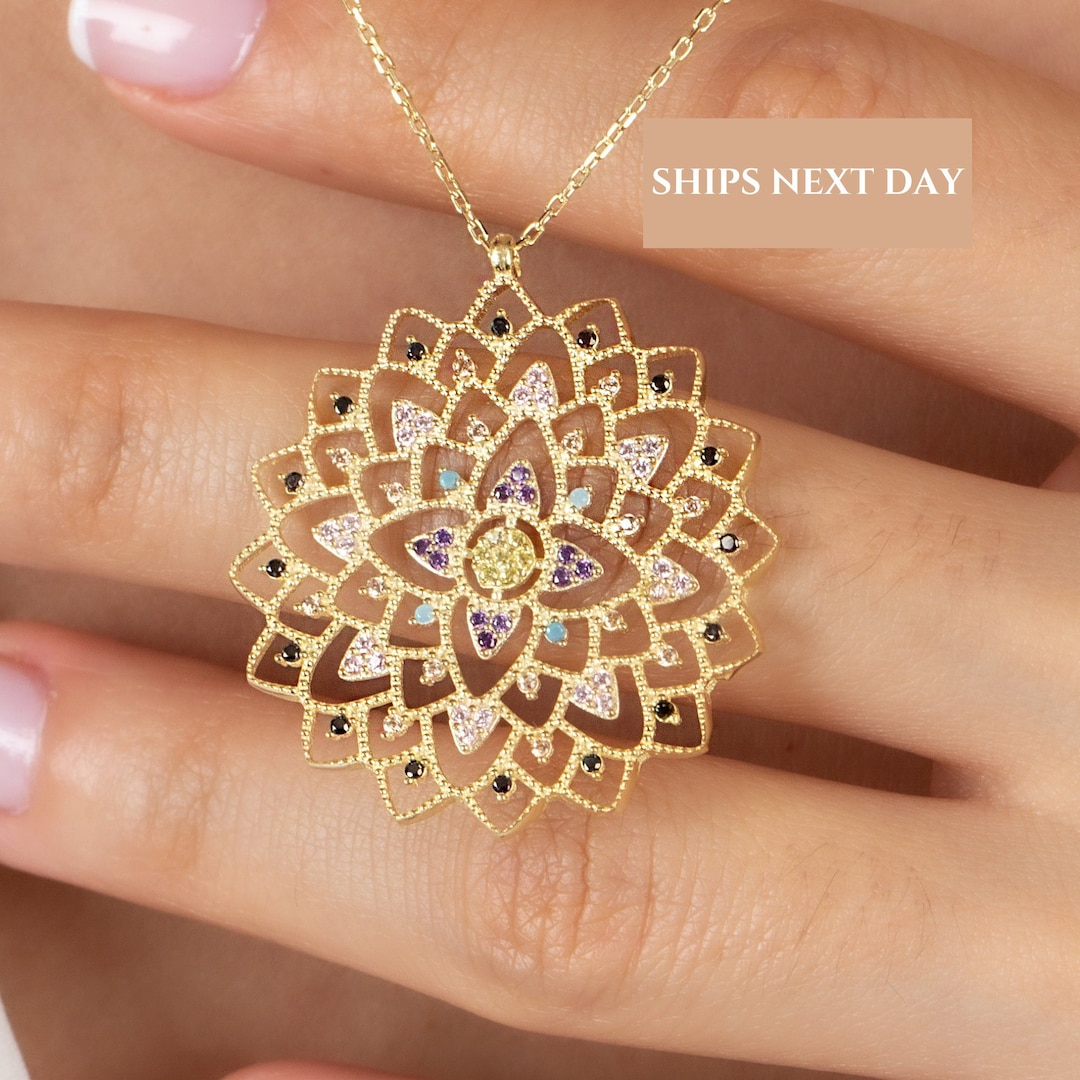 Silver Cycle of Life Necklace, Flower of Life Pendant in 18K Gold, Cute ...