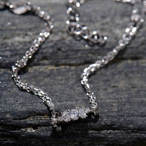 Sterling Silver CZ Diamond Bracelet, Duo Chain Tiny Diamonds Bracelet ...
