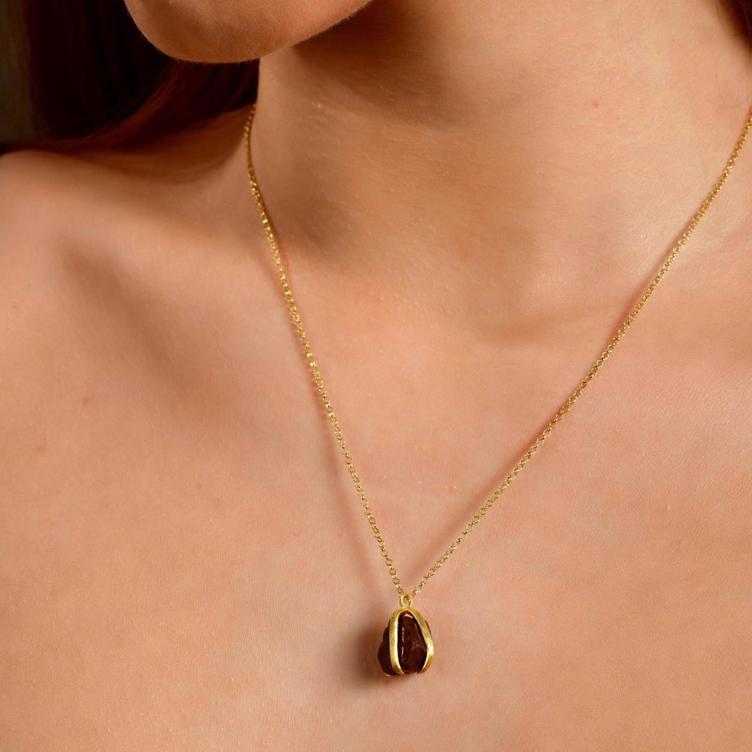 Genuine Raw Ruby Necklace in 24K Gold, Silver Natural July Birthstone ...