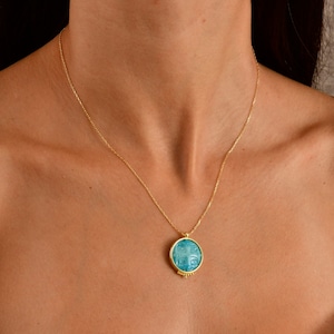 Intaglio Glass Ancient Greek Cross Necklace, Silver Glass Carved Cross ...