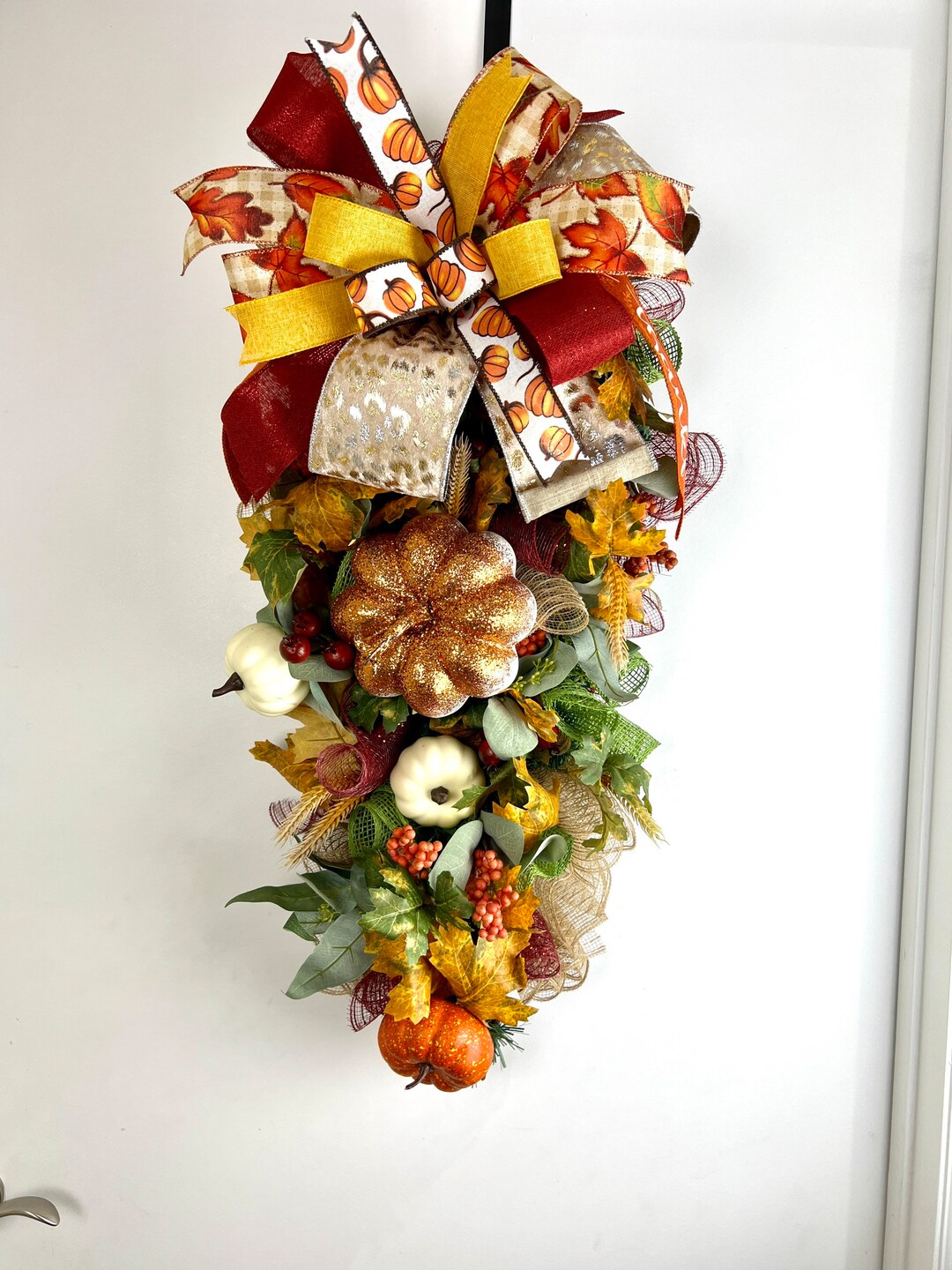 Fall Door Swag, Fall Door Swag for Front Door, Fall Door Hanger, Autumn ...