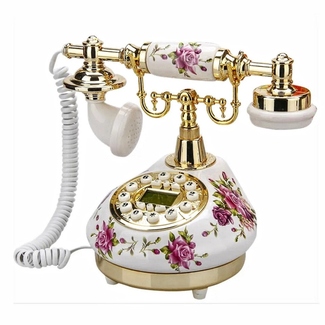 Ceramic Antique Retro Floral Corded Landline Telephone With Caller ID ...