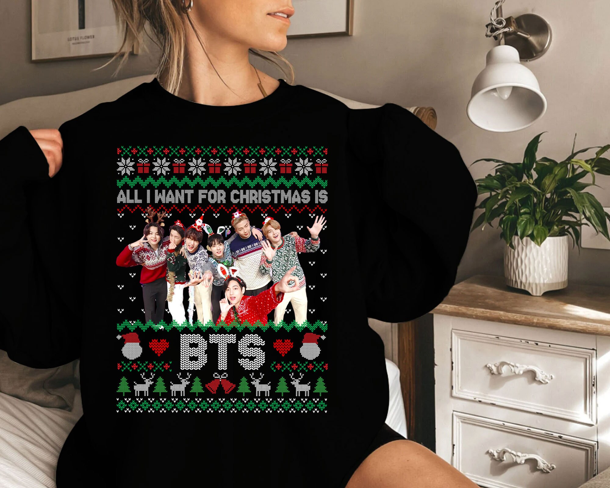 BTS Ugly Christmas Sweatshirt, All I Want For Christmas Is BTS sold by ...