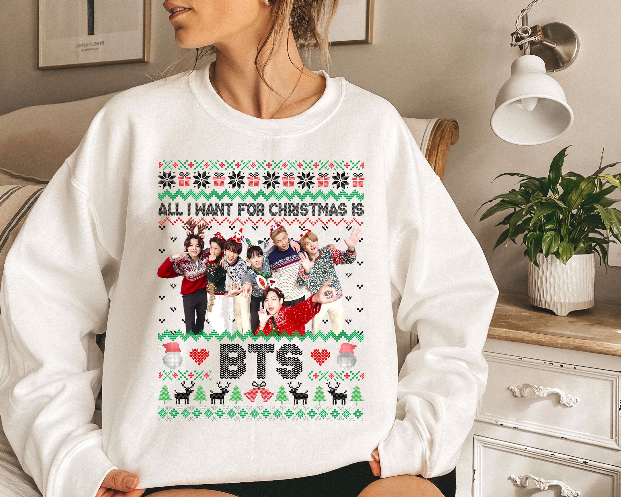BTS Ugly Christmas Sweatshirt, All I Want For Christmas Is BTS sold by ...