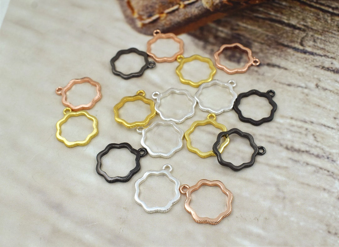 Flower Blank Jewelry Bezel for Resin Jewelry. Open Back Blank Metal ...