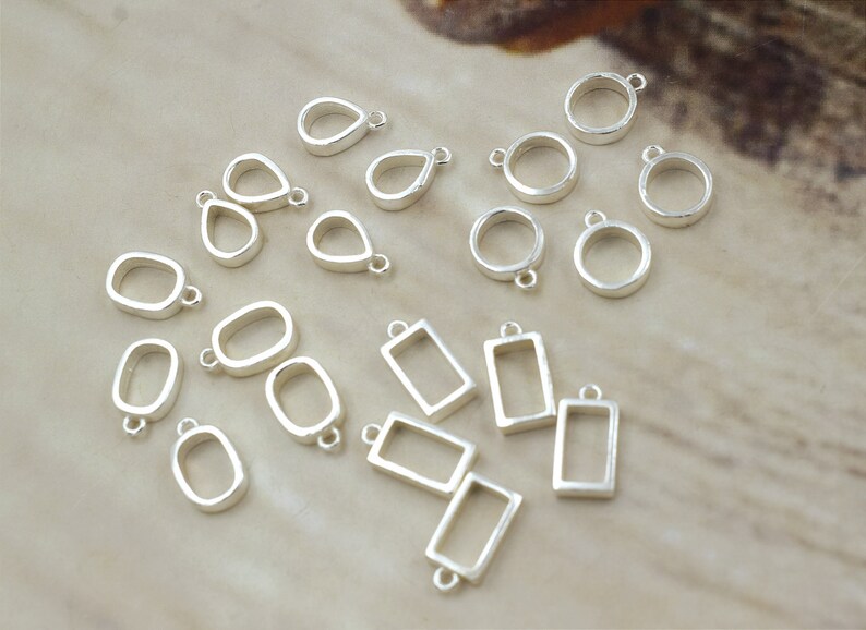 20 Pcs. Open Back Bezels for Resin Pressed Flower Jewelry. Bezel Blanks ...