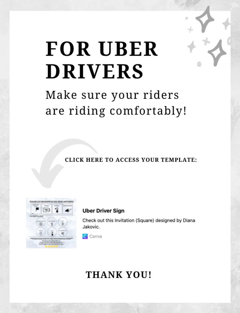 Uber Driver Sign for Riders Silver Clouds - Etsy
