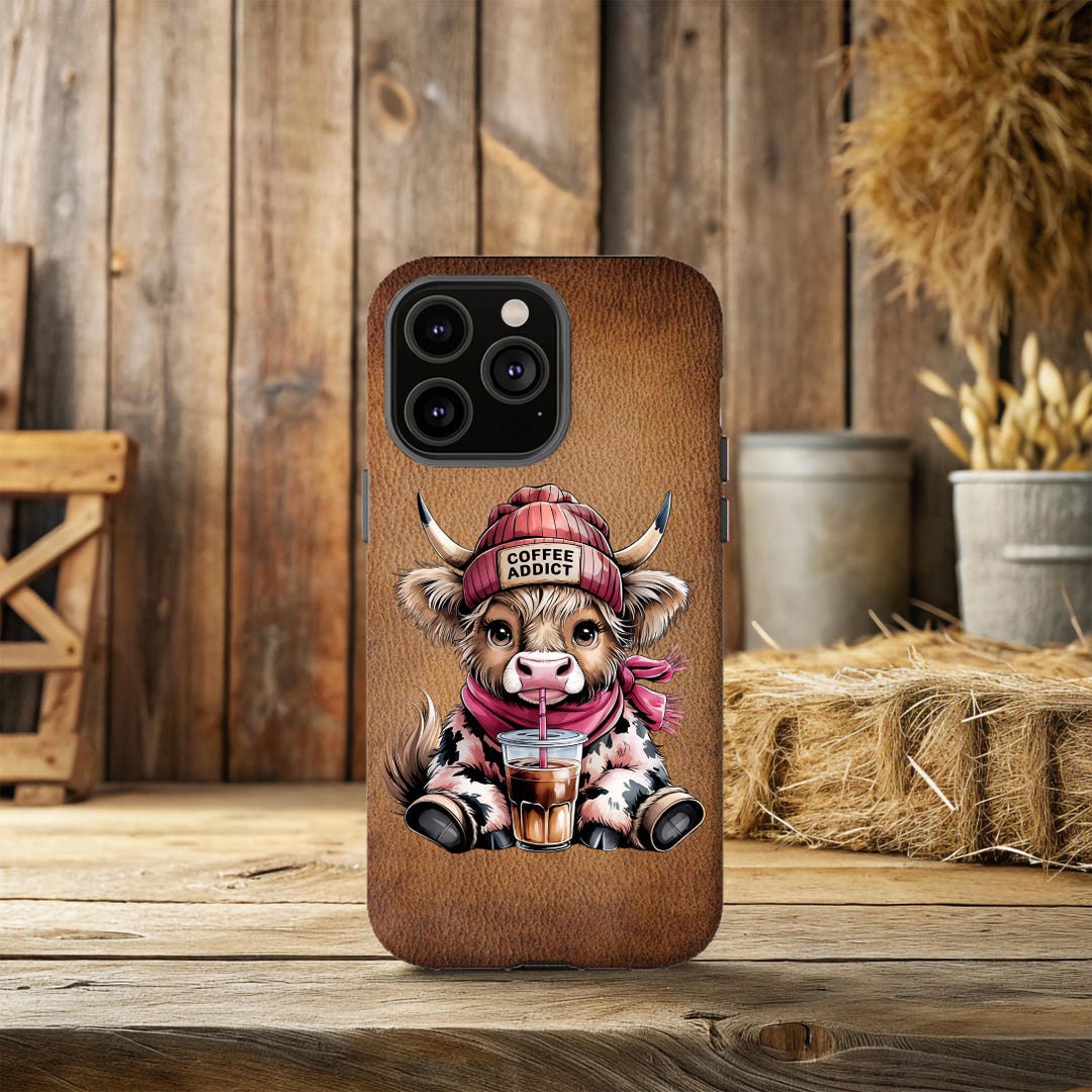 IPhone Highland Cow Print, Brown, Phone Case - Etsy