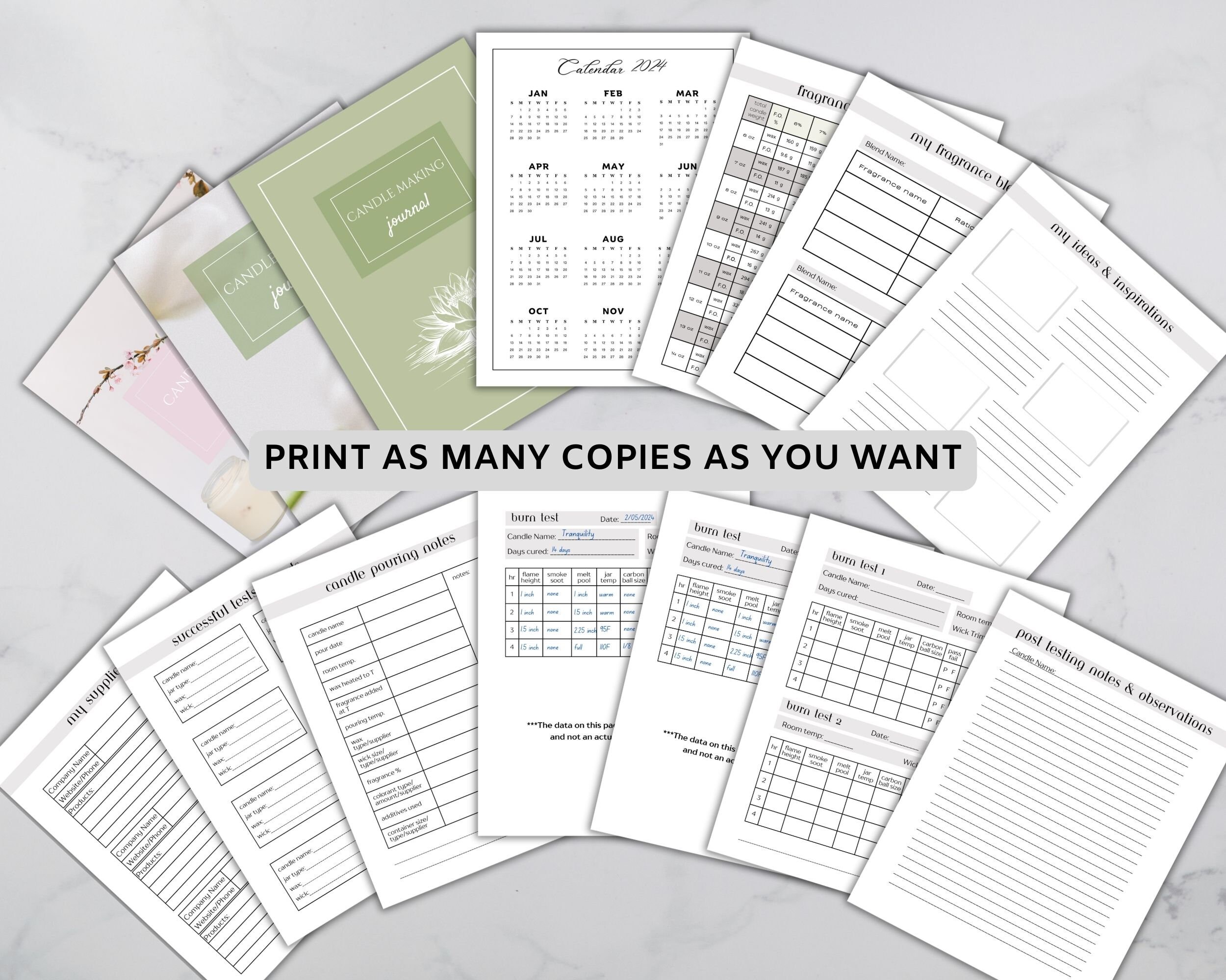 Candle Maker Workbook Printable, Candle Burn Test Log Sheets, Candle ...