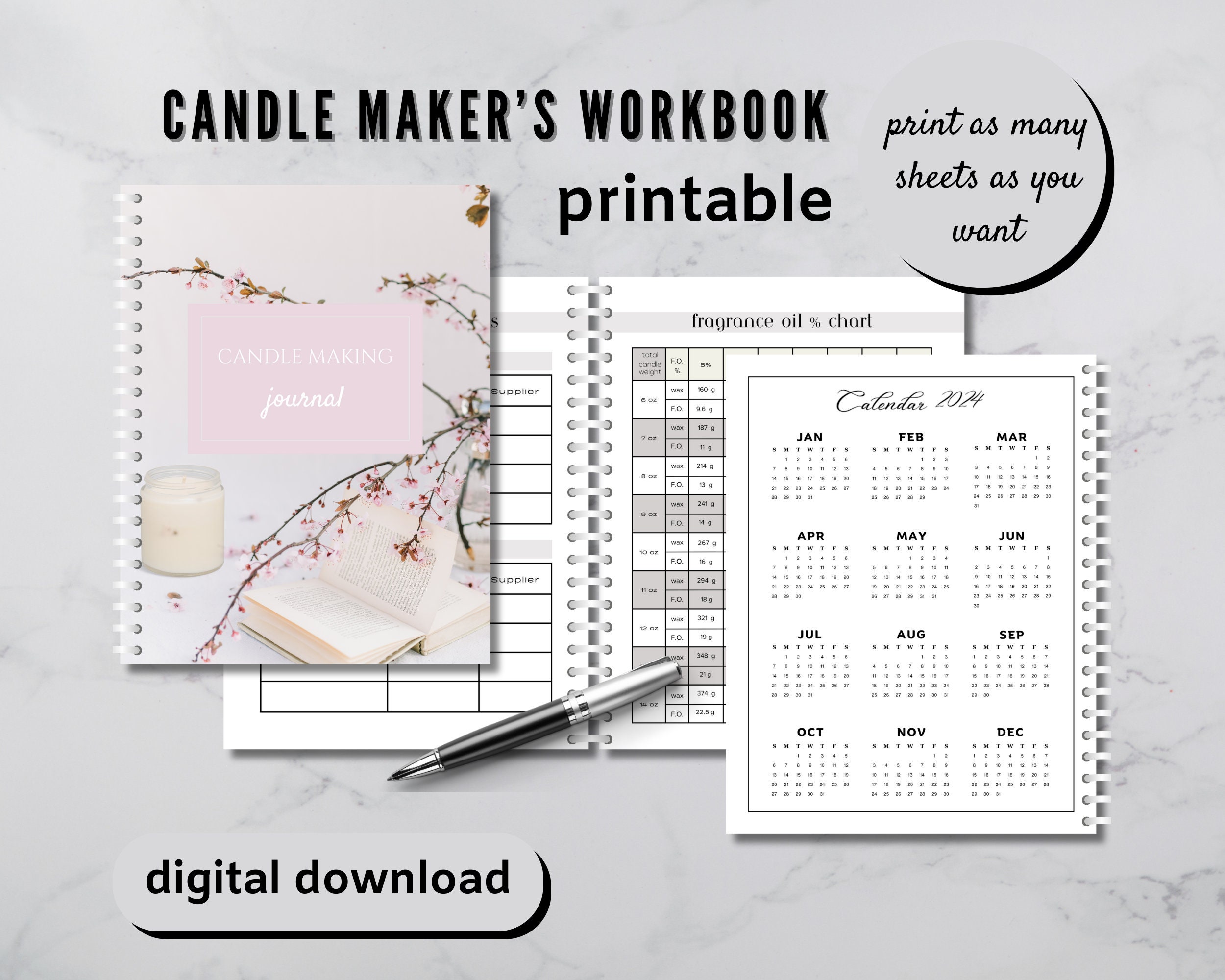 Candle Maker Workbook Printable, Candle Burn Test Log Sheets, Candle ...