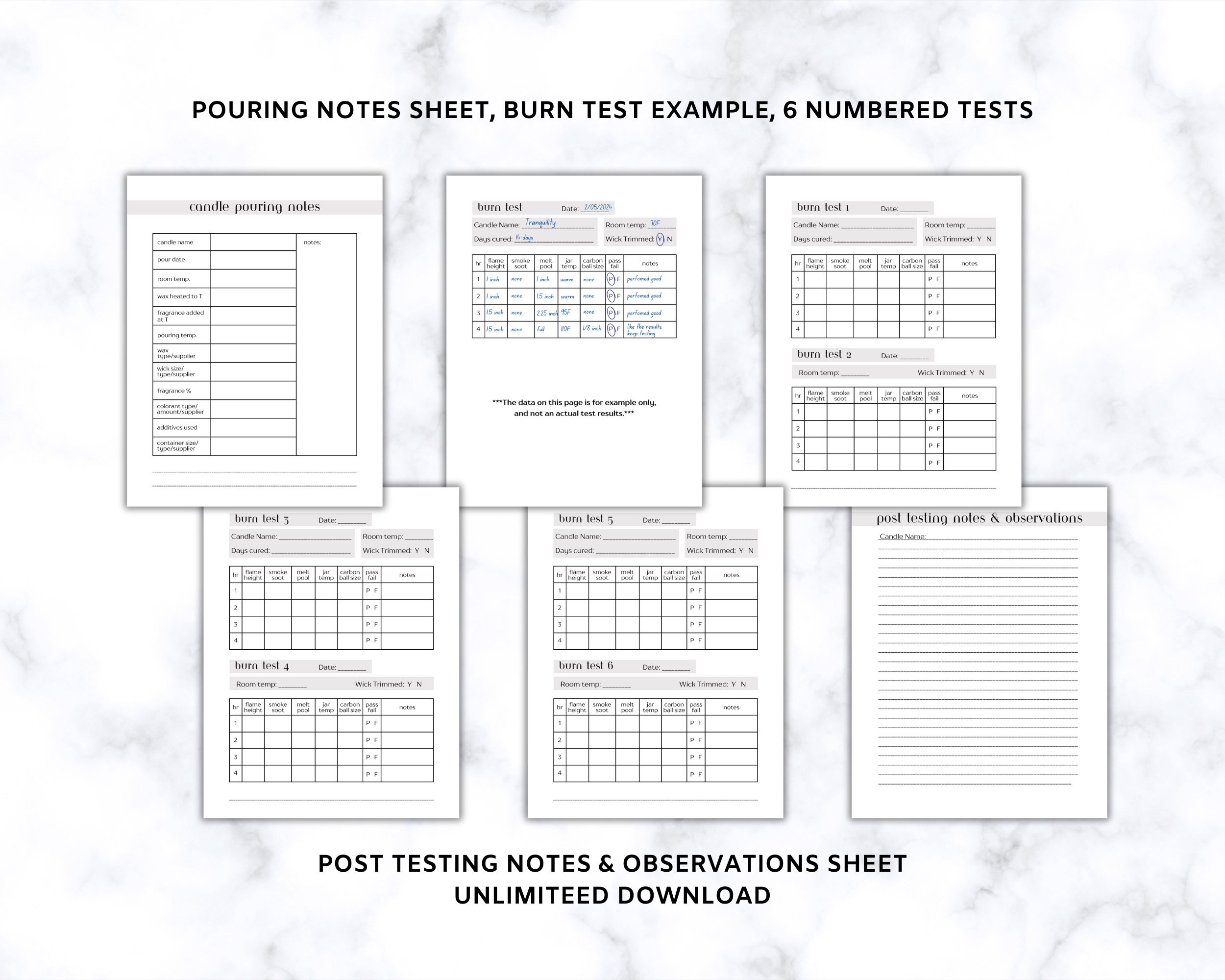 Candle Maker Workbook Printable, Candle Burn Test Log Sheets, Candle ...